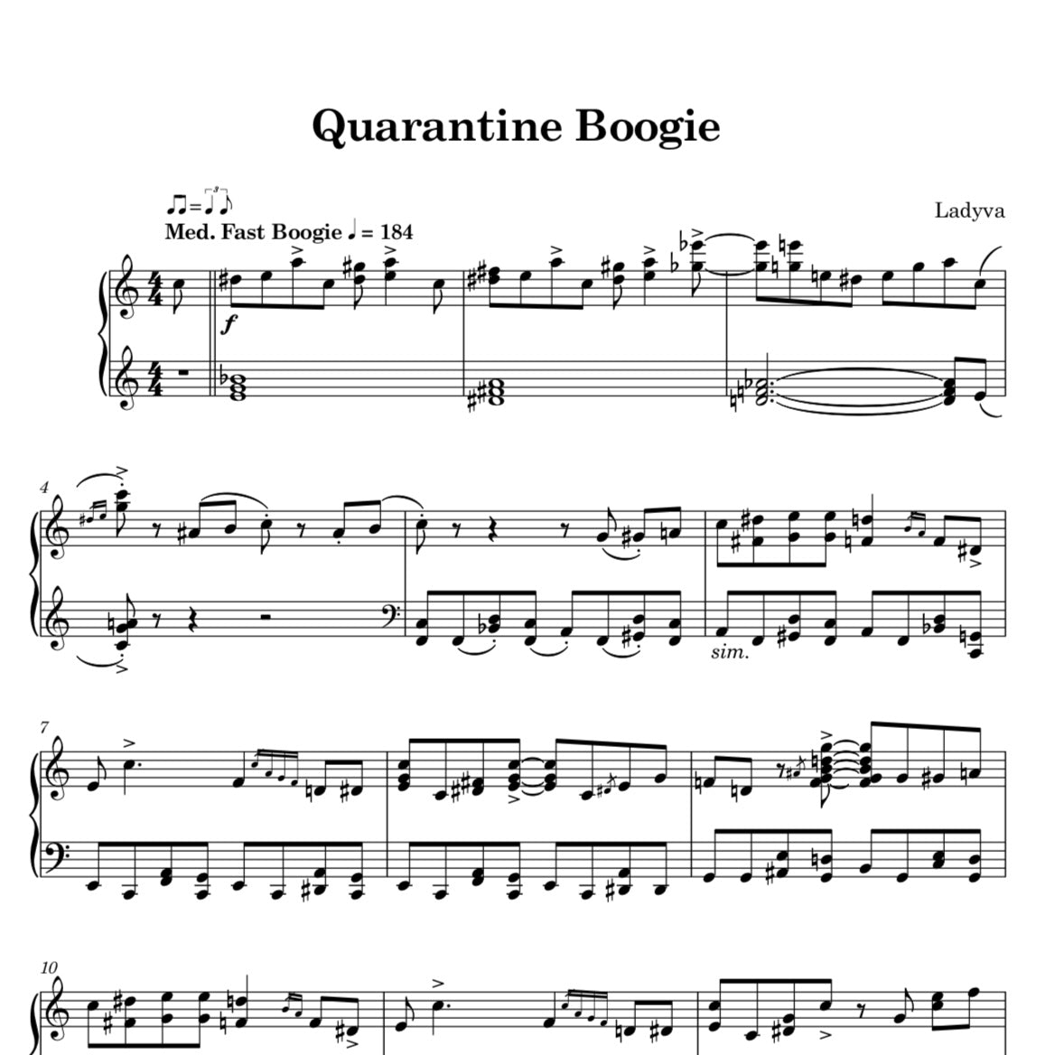 Sheet Music - Quarantine Boogie (PDF) – Ladyva